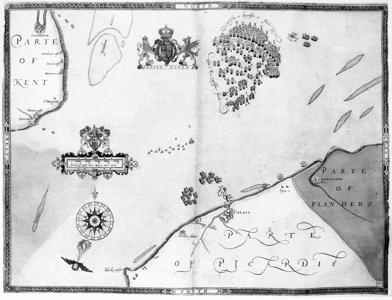 Mappa No.10 che mostra il percorso della flotta dell'Armada, incisa da ...