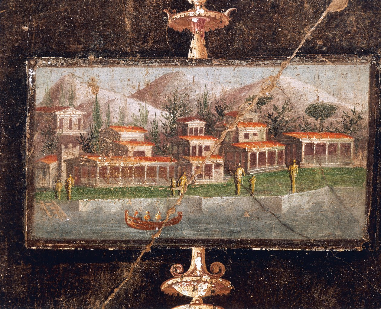 Paesaggio e architettura in affresco nel tablino, Casa di Marco ...