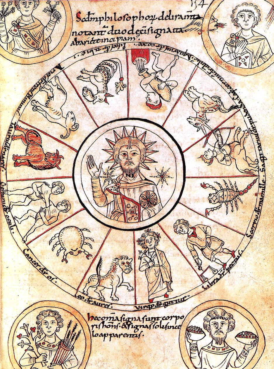 Il sole circondato dai segni dello zodiaco | Romanesque