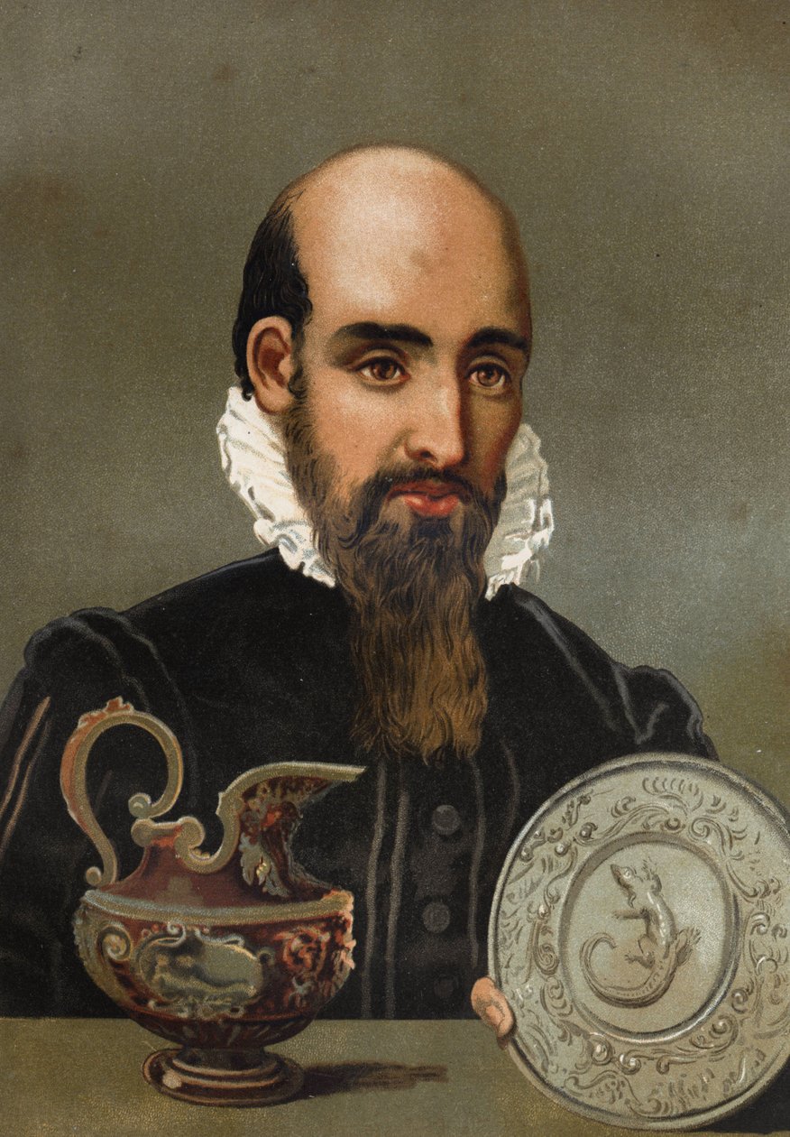 Ritratto di Bernard Palissy (1510 - 1589). Cromolitografia della fine ...