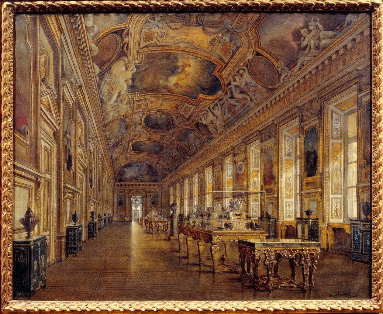 Vista della grande galleria di Apollo al Museo del Louvre nel 1880