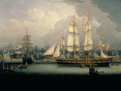 Four-Masted Clipper Ship nel porto di Liverpool, 1810 circa