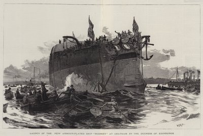 Lancio della nuova nave corazzata Rodney a Chatham della Duchessa di ...