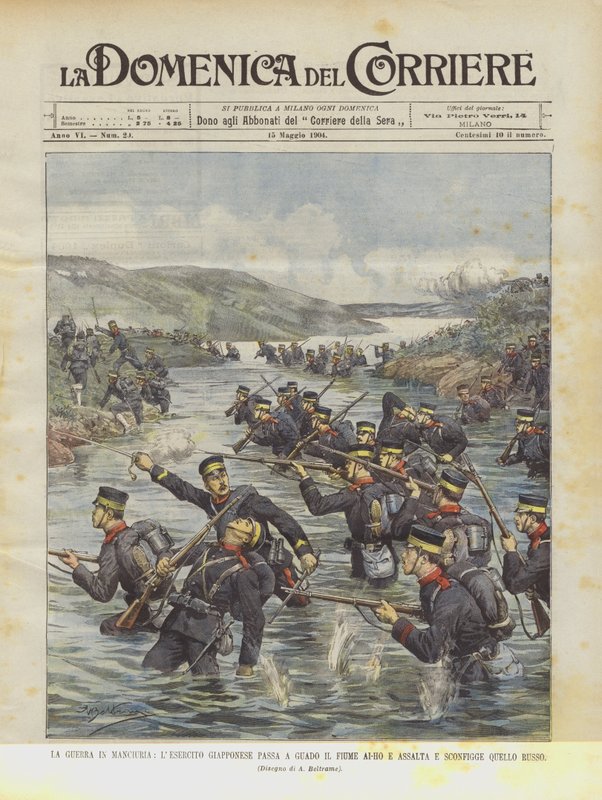 La guerra in Manciuria, l'esercito giapponese passa a guado il fiume Ai ...